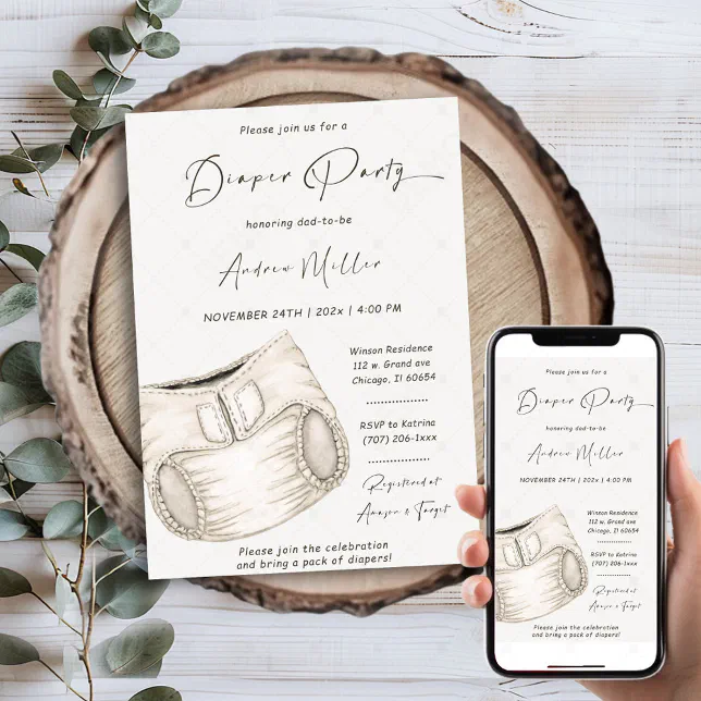Diaper Party Custom Invitation for dad-to-be | Zazzle