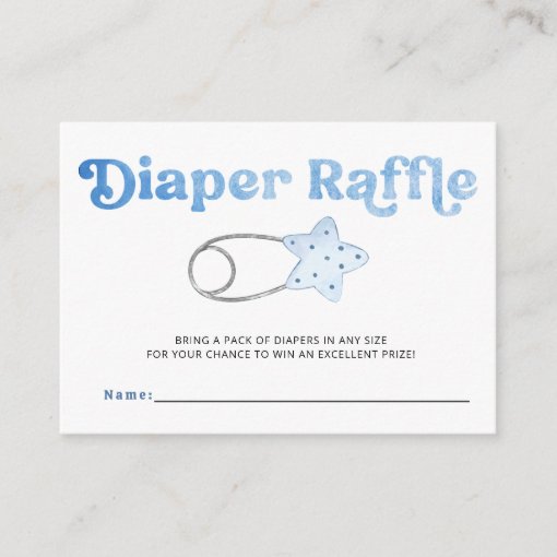 Diaper Pin Blue Boy Baby Shower Diaper Raffle Enclosure Card | Zazzle