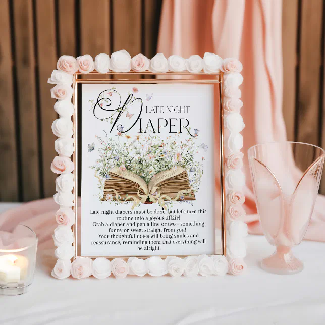 Diaper Pin Game New Chapter Book Theme Wildflower Poster | Zazzle