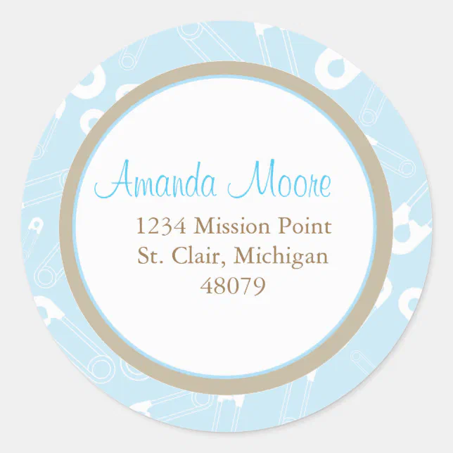 Diaper Pins Favor Sticker or Address Label | Zazzle