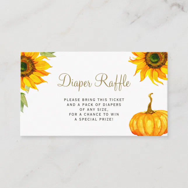 Diaper raffle autumn fall pumpkin baby shower enclosure card | Zazzle