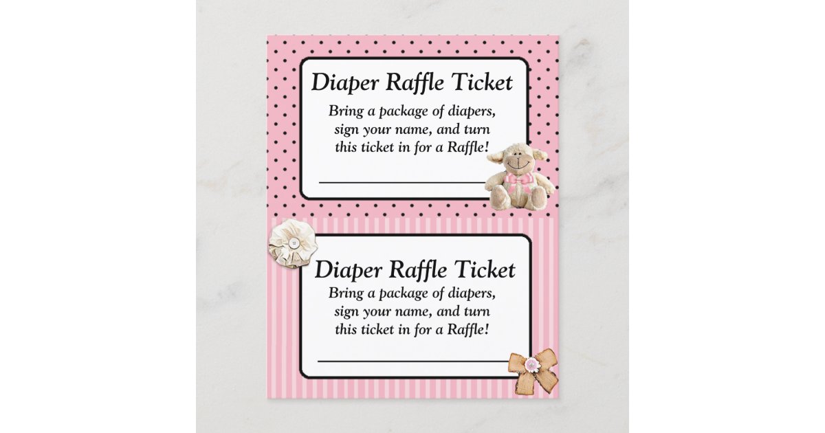 Diaper Raffle Baby Shower Game, Pink Bow Shabby | Zazzle