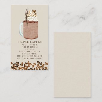 Diaper Raffle Baby Shower Iced Coffee Beans Enclosure Card | Zazzle