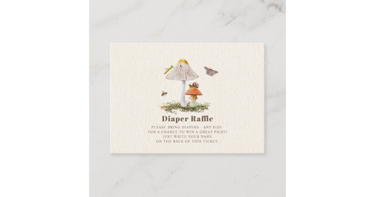 Diaper Raffle Baby Shower Insect Woodland Mushroom Enclosure Card | Zazzle