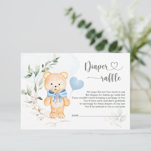 DIAPER Raffle Baby Shower Teddy Bear Invitation | Zazzle