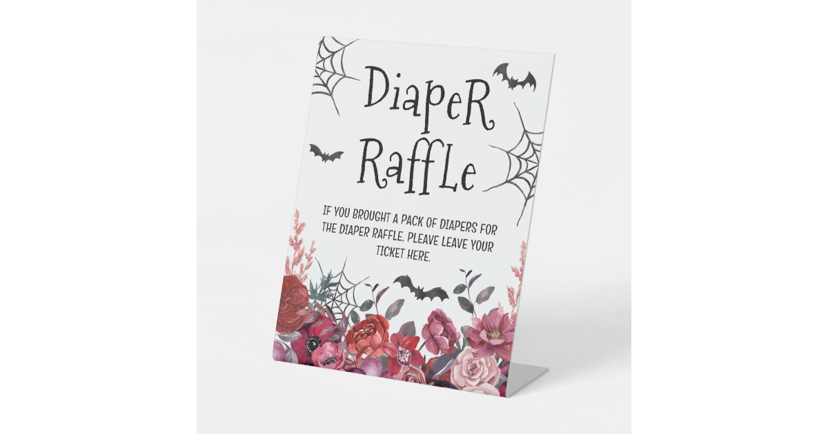 Diaper Raffle Bats Halloween Baby Shower Pedestal Sign | Zazzle
