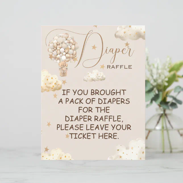 Diaper Raffle Bear Balloons Game Sign Budget | Zazzle