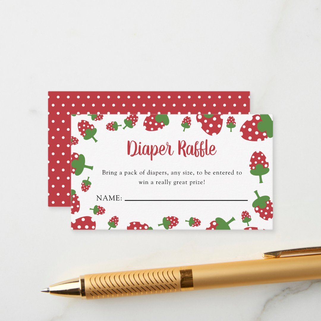 Diaper Raffle Berry Sweet Baby Shower Strawberry Enclosure Card | Zazzle