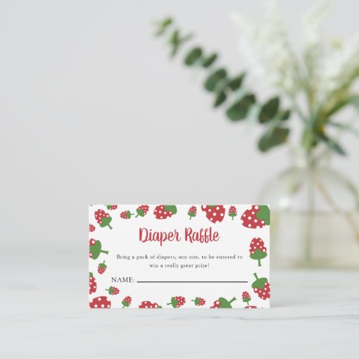 Diaper Raffle Berry Sweet Baby Shower Strawberry Enclosure Card | Zazzle