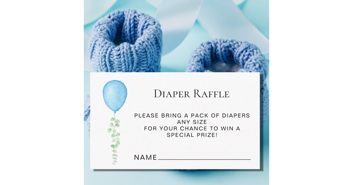 Diaper Raffle Blue Balloon Baby Shower Enclosure Card | Zazzle