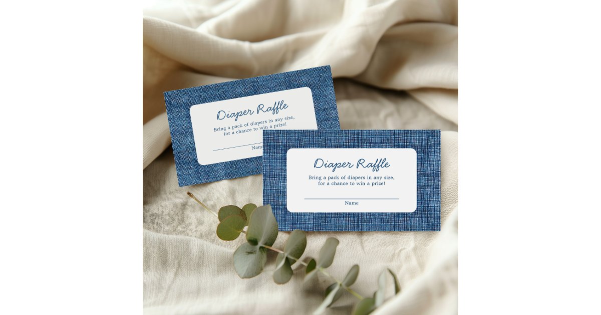 Diaper Raffle Blue Jean Baby Denim Baby Shower Enclosure Card | Zazzle