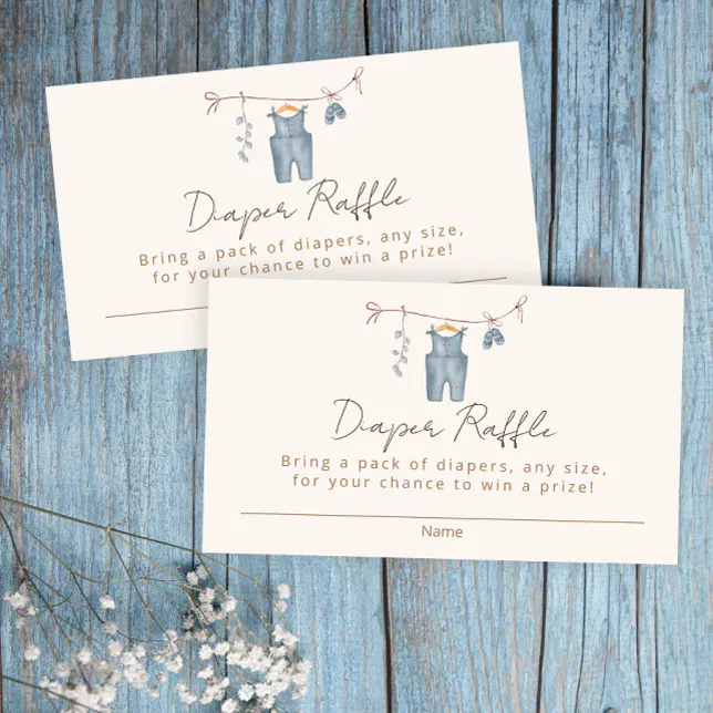 Diaper raffle boho baby clothes watercolor enclosure card | Zazzle
