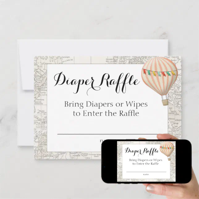 Diaper Raffle Card Hot Air Balloon Girl | Zazzle