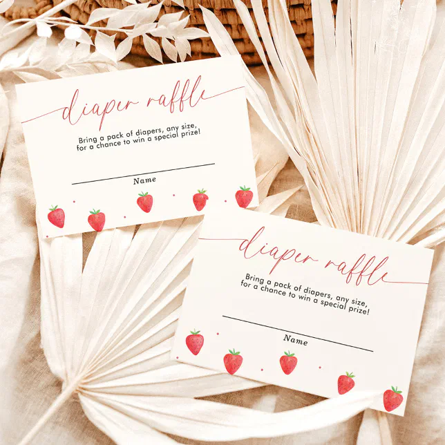Diaper Raffle Card, Strawberry Baby Shower Invitation | Zazzle
