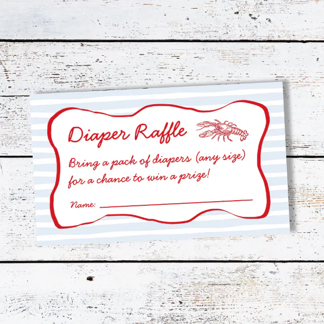Diaper Raffle Crawfish Boil Baby Shower Enclosure Card | Zazzle