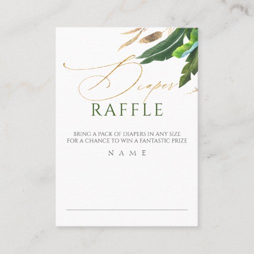 Diaper Raffle Exotic Foliage Baby Shower Business Card | Zazzle