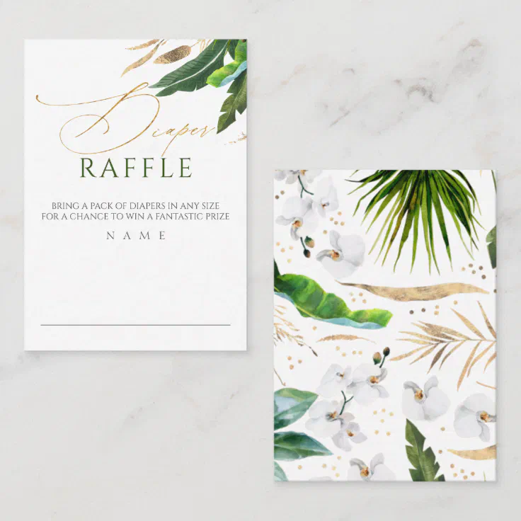 Diaper Raffle Exotic Foliage Baby Shower Business Card | Zazzle