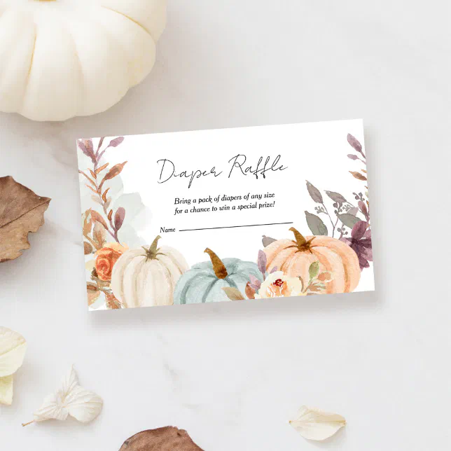 Diaper Raffle Fall Little Pumpkin Baby Shower Enclosure Card | Zazzle