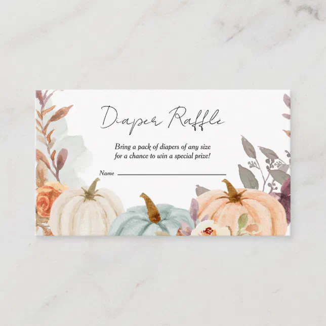 Diaper Raffle Fall Little Pumpkin Baby Shower Enclosure Card | Zazzle