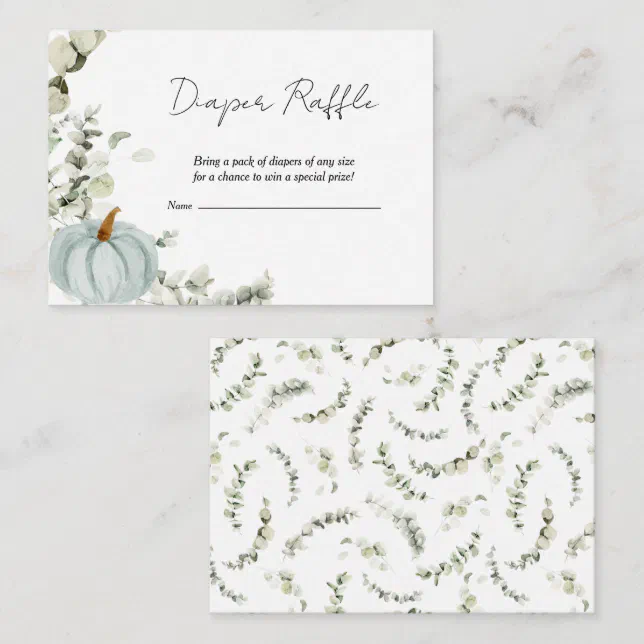 Diaper Raffle Fall Little Pumpkin Blue Baby Shower Enclosure Card | Zazzle