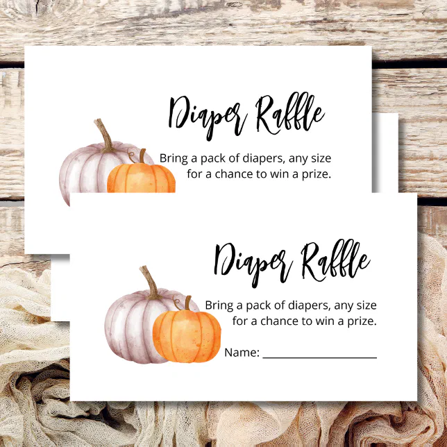 Diaper Raffle Fall Pumpkin Rustic Brown Floral Enclosure Card | Zazzle