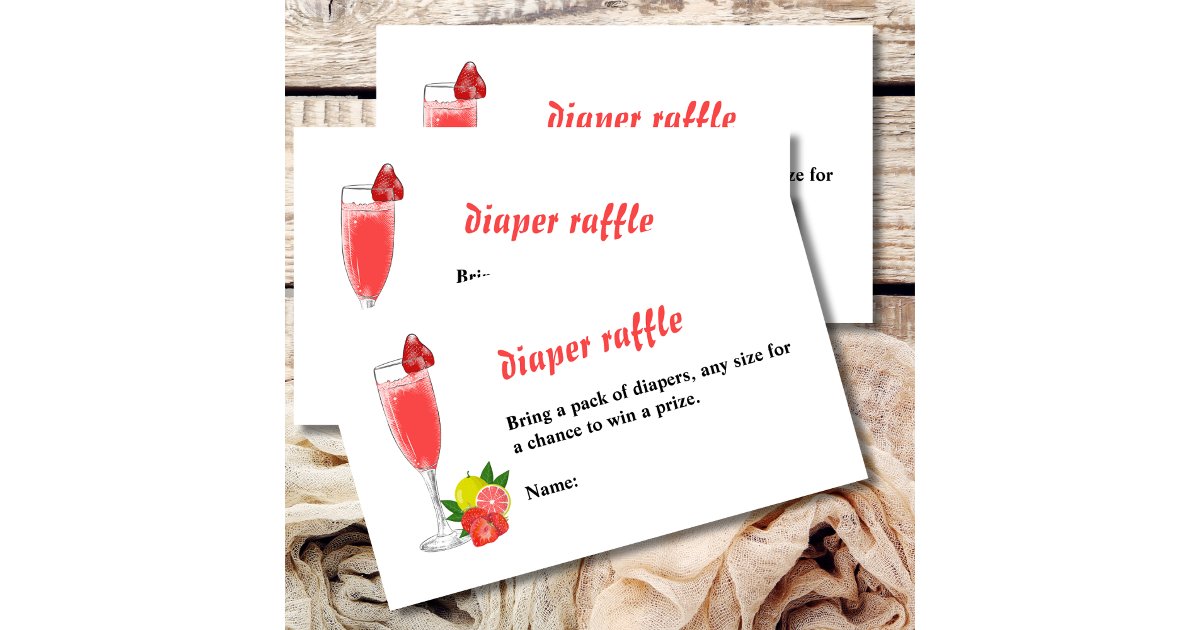 Diaper raffle game brunch bubbly baby shower enclosure card | Zazzle
