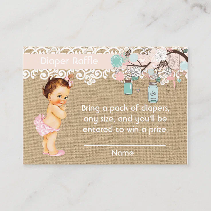 Diaper Raffle Insert with Vintage Baby | Zazzle
