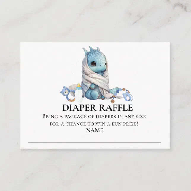 Diaper Raffle Little Knight Dragon Blue Enclosure Card | Zazzle