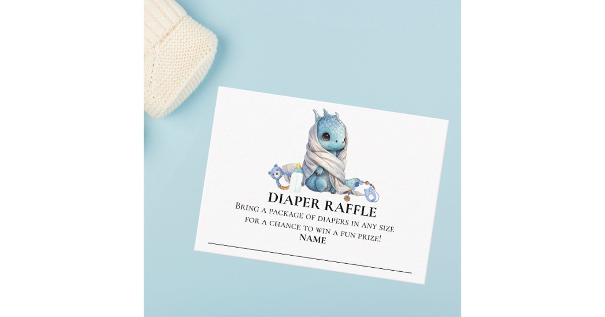Diaper Raffle Little Knight Dragon Blue Enclosure Card | Zazzle