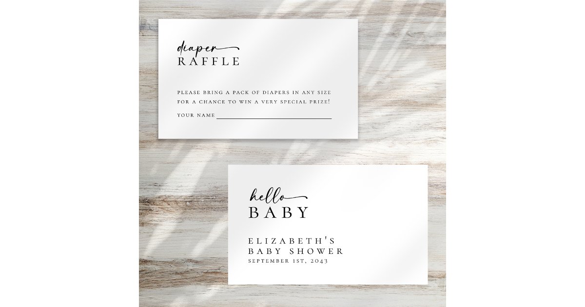 Diaper Raffle Minimalist Script Baby Shower Enclosure Card | Zazzle