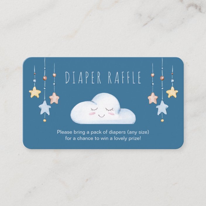 Diaper Raffle Poem Cloud and Stars Boy Baby Shower Enclosure Card ...