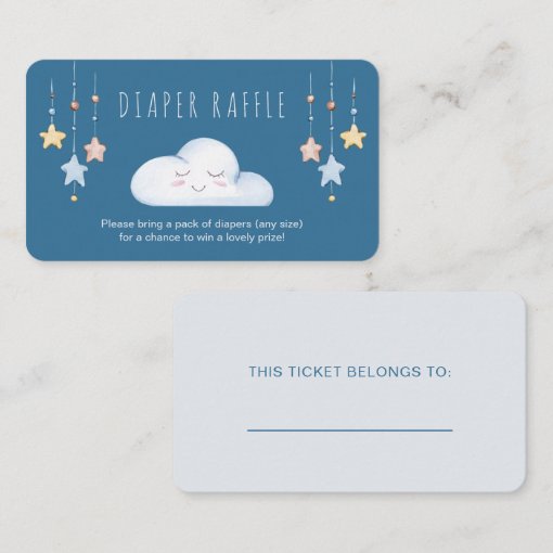 Diaper Raffle Poem Cloud and Stars Boy Baby Shower Enclosure Card | Zazzle