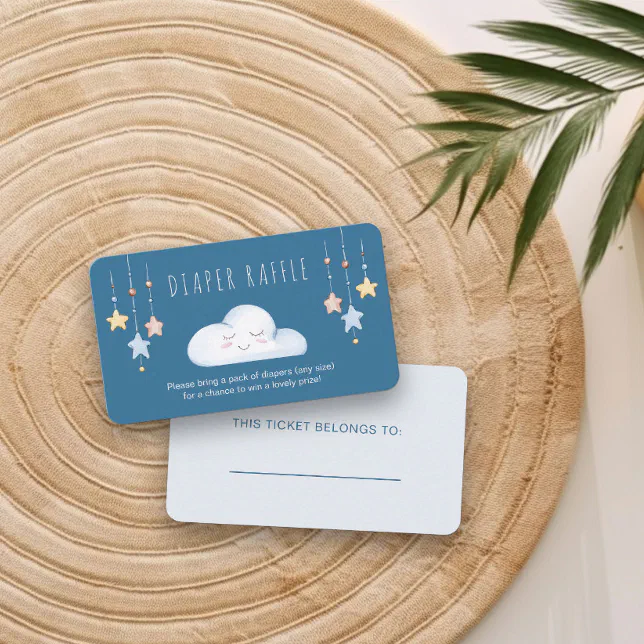 Diaper Raffle Poem Cloud and Stars Boy Baby Shower Enclosure Card | Zazzle