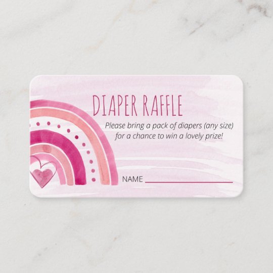 Diaper Raffle Poem Pink Rainbow Baby Shower Enclosure Card | Zazzle.com