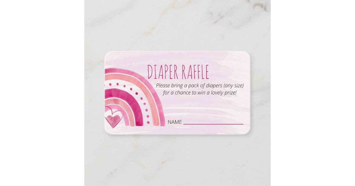 Diaper Raffle Poem Pink Rainbow Baby Shower Enclosure Card | Zazzle