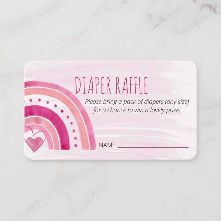 Diaper Raffle Poem Pink Rainbow Baby Shower Enclosure Card | Zazzle.com