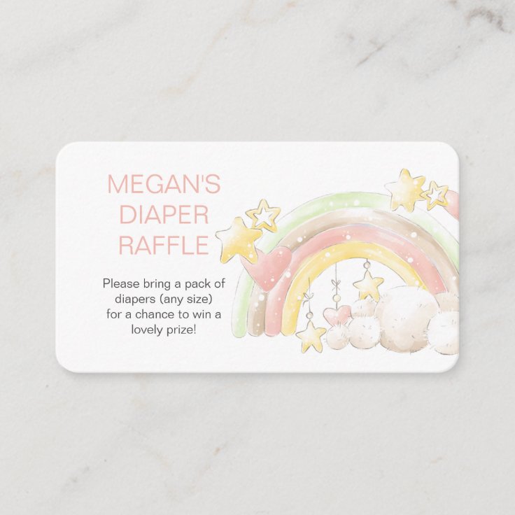Diaper Raffle Poem Rainbow and Stars Baby Shower Enclosure Card | Zazzle