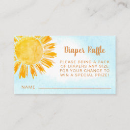 Diaper Raffle Ray Of Sunshine Baby Shower Enclosure Card | Zazzle