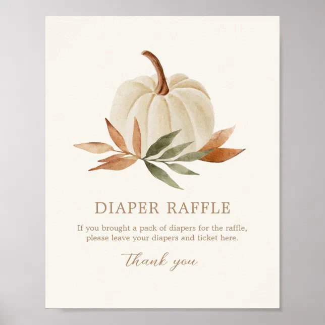 Diaper Raffle Sign Little Pumpkin Baby Shower | Zazzle