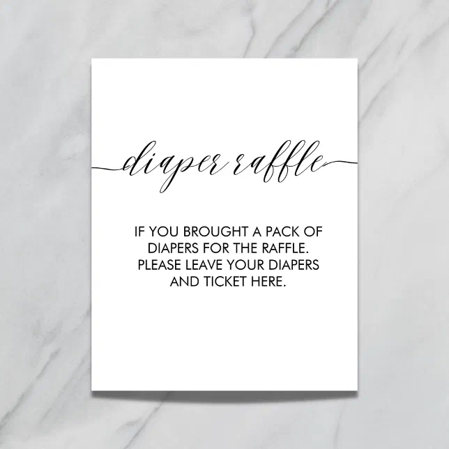 Diaper Raffle Sign Modern Minimalist Simple | Zazzle