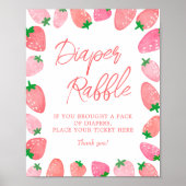 Diaper Raffle Strawberry Baby Shower Poster | Zazzle