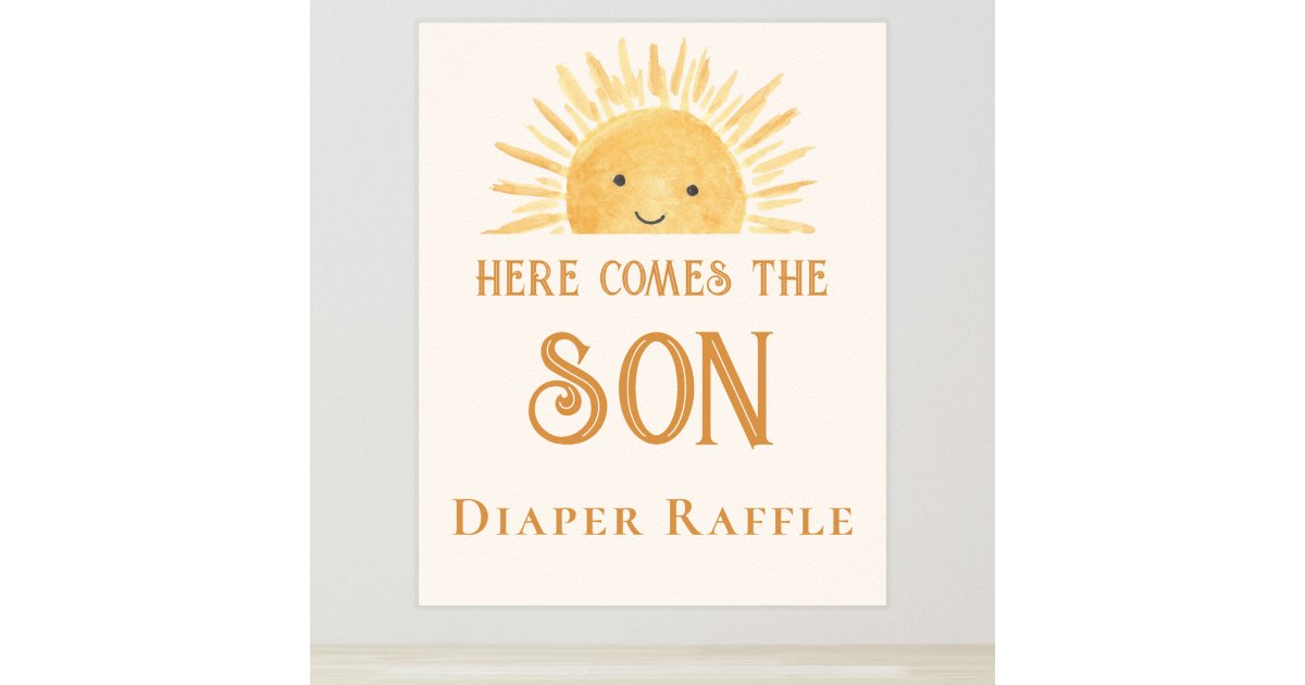 Diaper Raffle Sun Baby Shower Sign | Zazzle