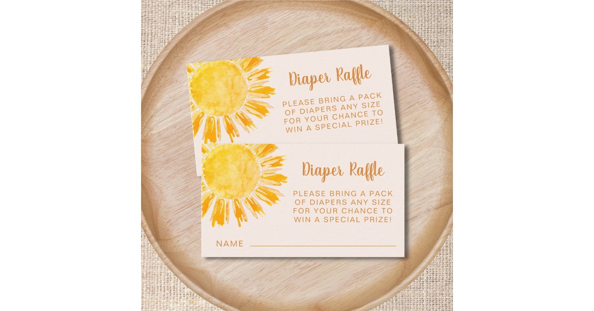 Diaper Raffle Sunshine Baby Shower Enclosure Card | Zazzle