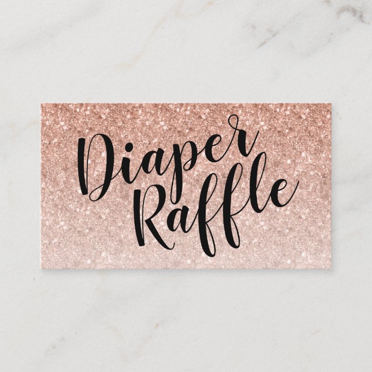 Diaper Raffle Ticket, Black Script | Rosegold Enclosure Card | Zazzle