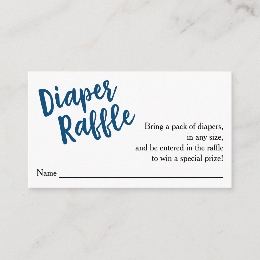 Diaper Raffle Ticket-Blue Script Enclosure Card | Zazzle