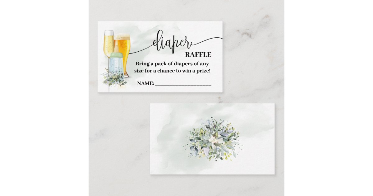 Diaper Raffle Ticket Bubbles Greenery Baby Shower | Zazzle