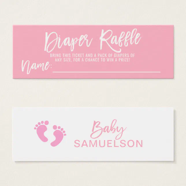 DIAPER RAFFLE Ticket Pink Girl Baby Shower | Zazzle