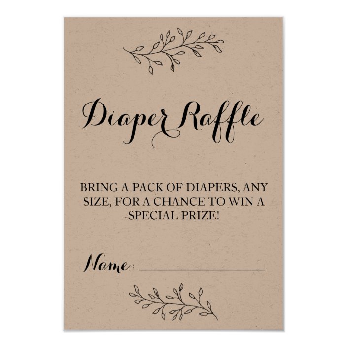 Diaper Raffle ticket rustic Kraft Baby Shower Invitation | Zazzle.com
