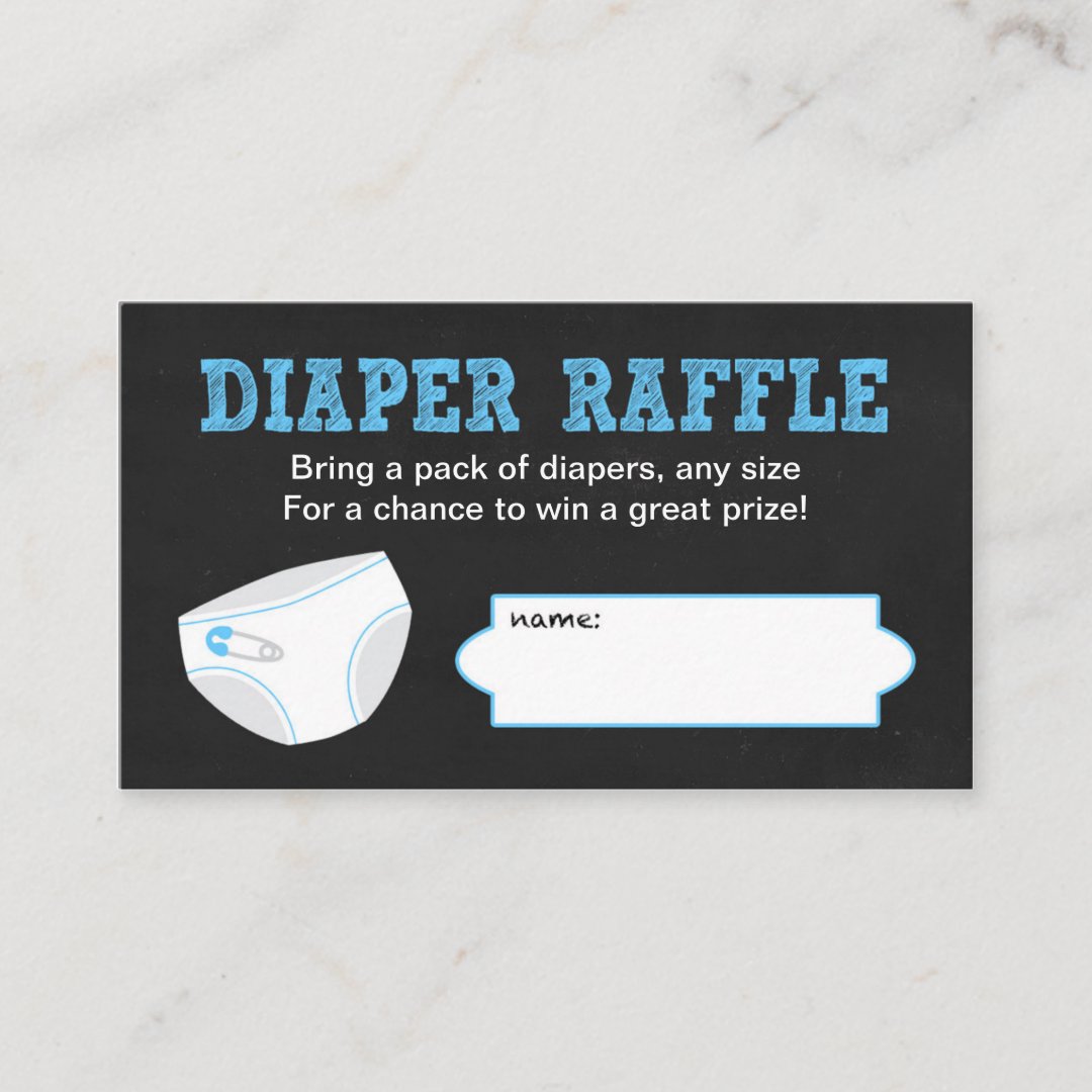 Diaper Raffle Tickets / Chalkboard boy baby shower Enclosure Card | Zazzle