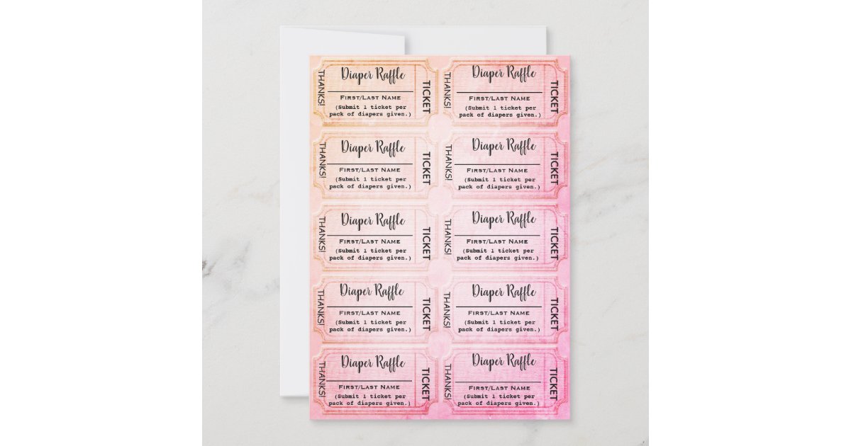Diaper Raffle Tickets Cute Rainbow Baby Shower Invitation | Zazzle